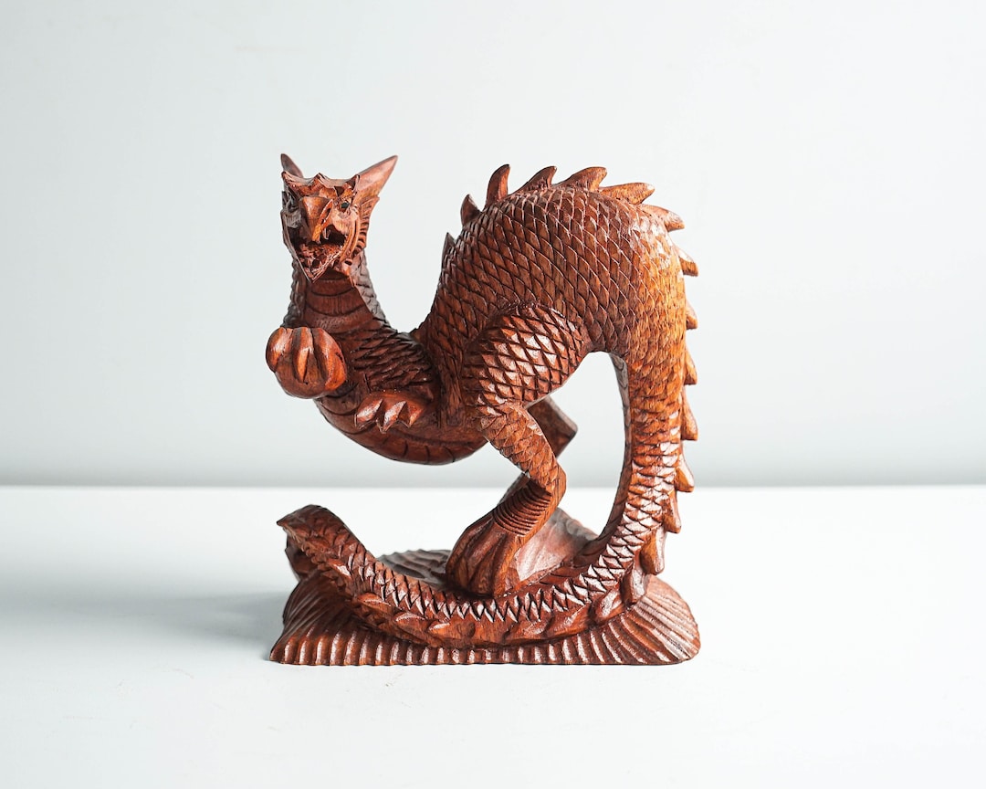 Wooden Dragon Statue, Unique Sculpture, Chinese Dragon, Mystical Animal ...