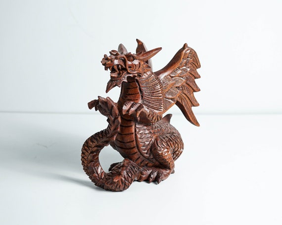 Fire Dragon Statue Dragon Figurine Mystical Animal Wood - Etsy