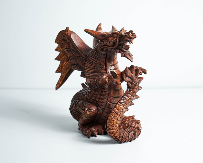 Fire Dragon Statue Dragon Figurine Mystical Animal Wood - Etsy