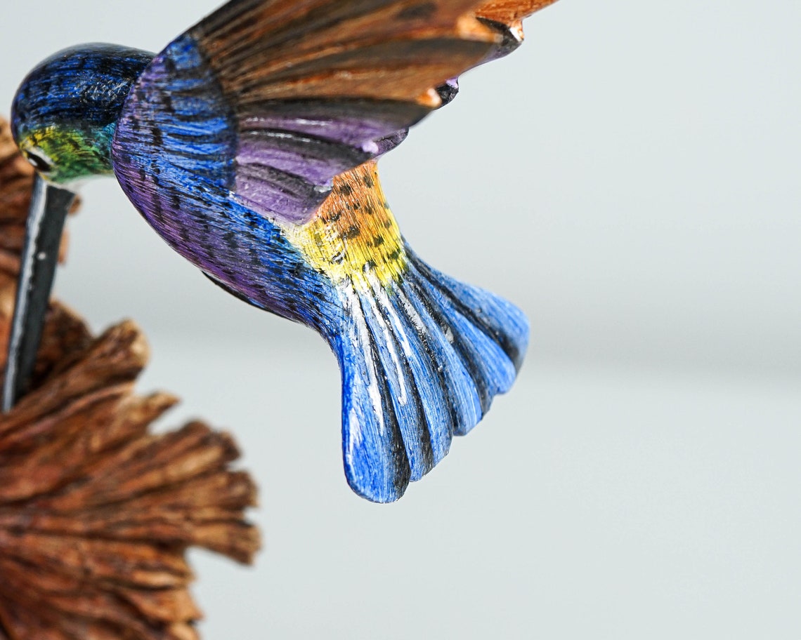 Blue Hummingbirds Statue Colorful Duo Couple Painted - Etsy