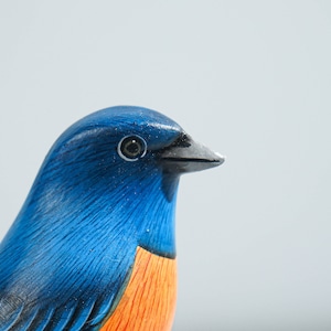 Eastern Bluebird Statue, Painted Wood Carving, Wooden Bird Art ...