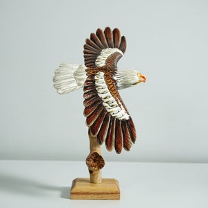 Flying Bald Eagle Sculpture, Painted Statue, Wood Carving Figure, Bird ...