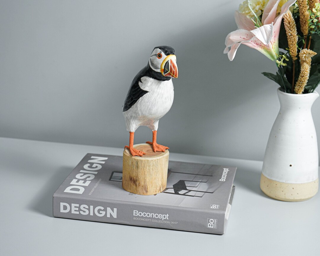 Bird Figurine, Painted Wood Carving, Wooden Bird Art, Handcrafted ...