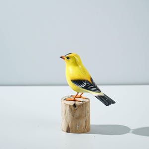 American Goldfinch Statue, Painted Wood Carving, Hand Painted, Wooden ...