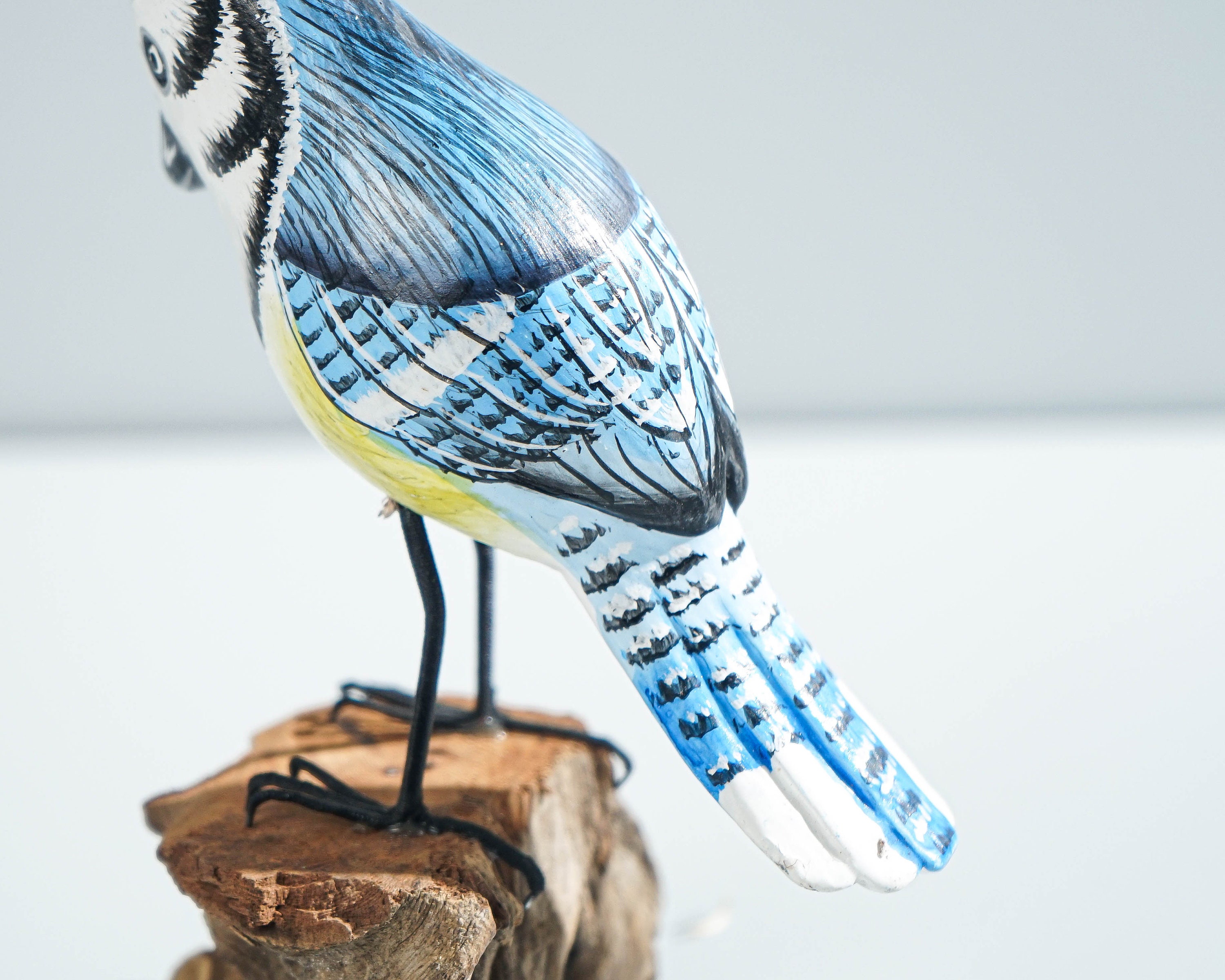 Blue Jay Bird Statue Painted Wood Carving Wooden Bird Art - Etsy