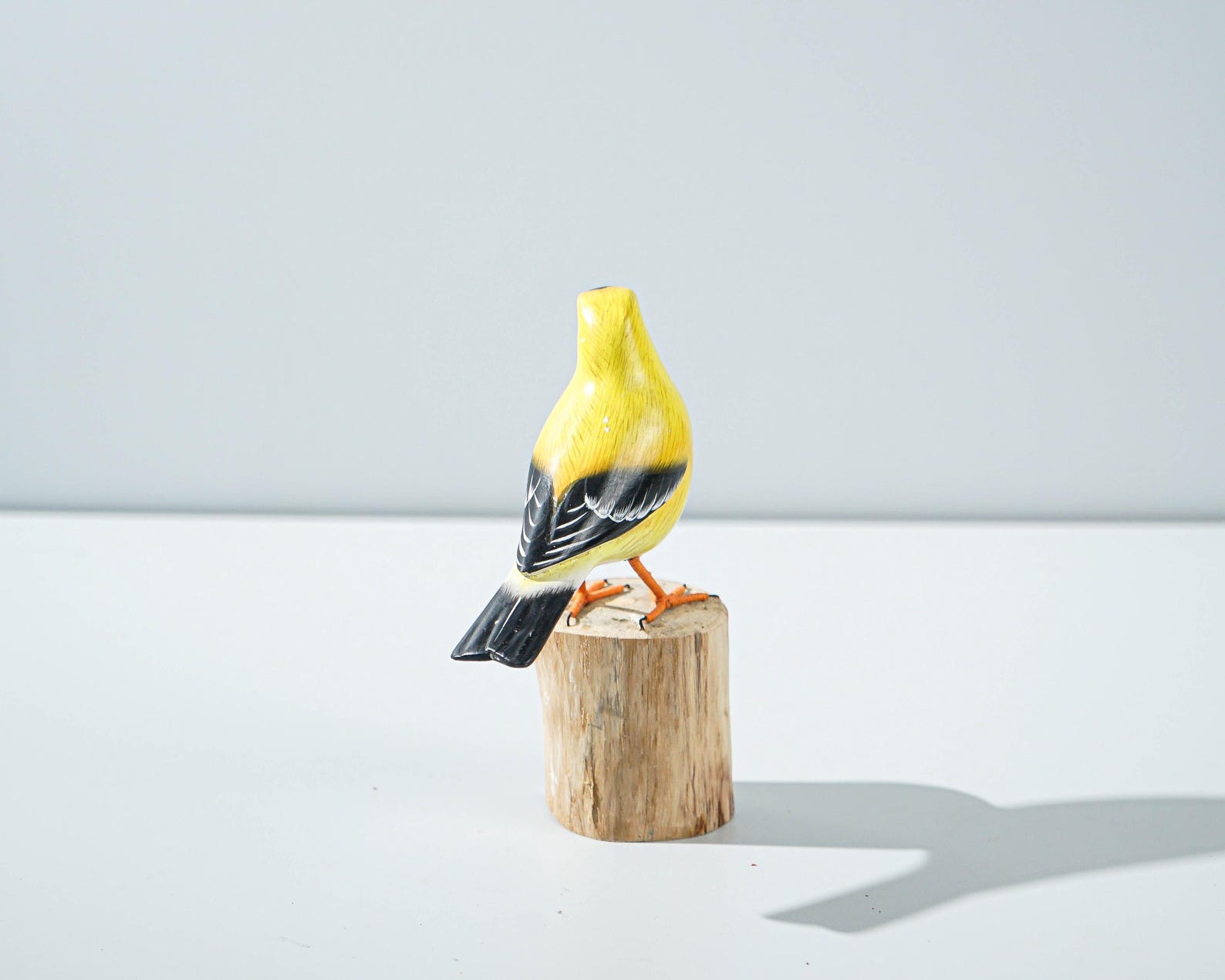 American Goldfinch Statue, Painted Wood Carving, Hand Painted, Wooden ...