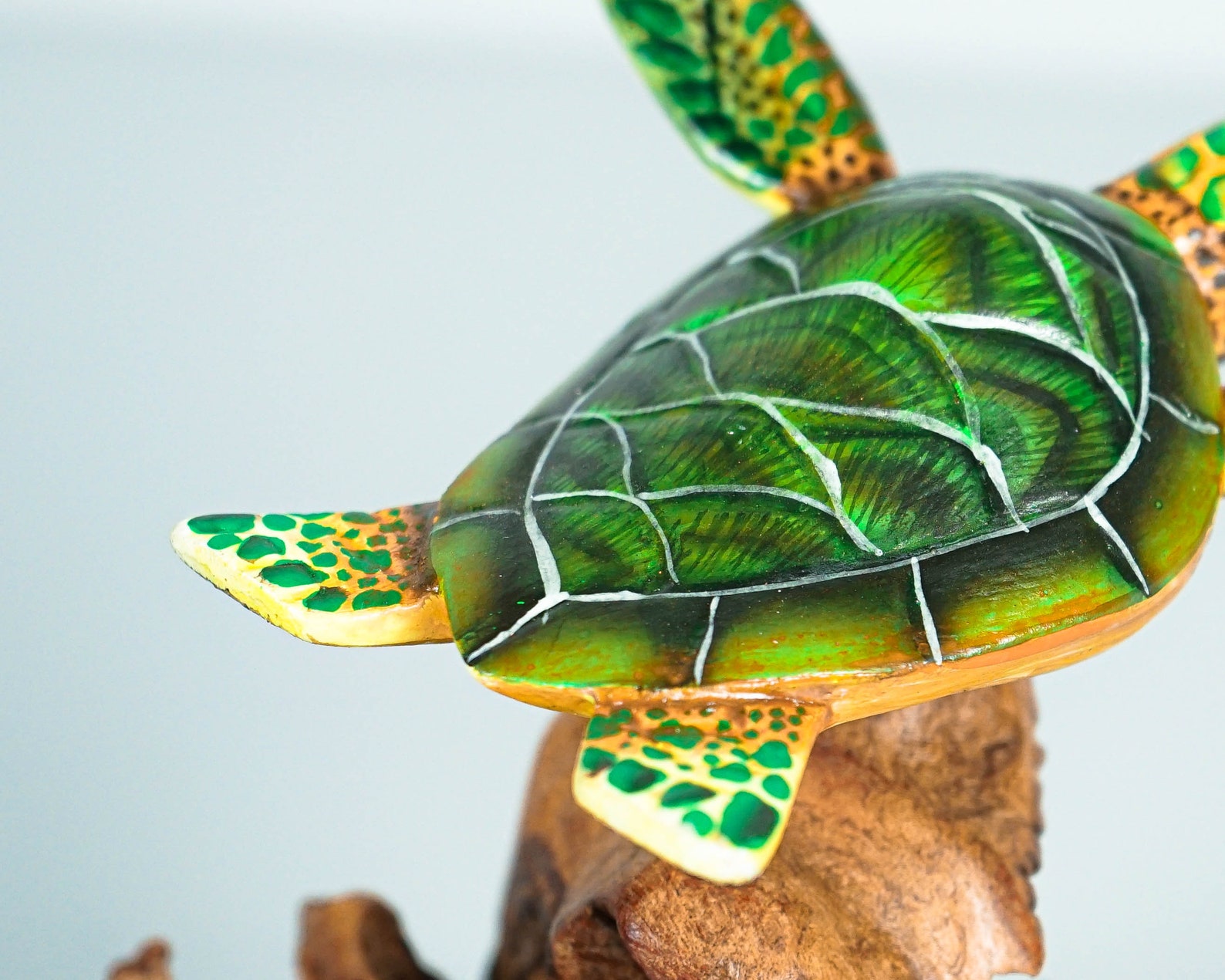 Green Turtle Sculpture Sea Turtle Wood Carving Nautical - Etsy