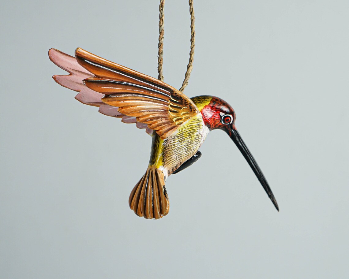 Colorful Hummingbird Statue Hanging Sculpture Wall Art - Etsy