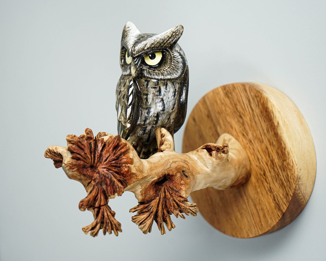 Owl on a Tree Branch Wall Decor, Wall Art, Painted Figurine ...