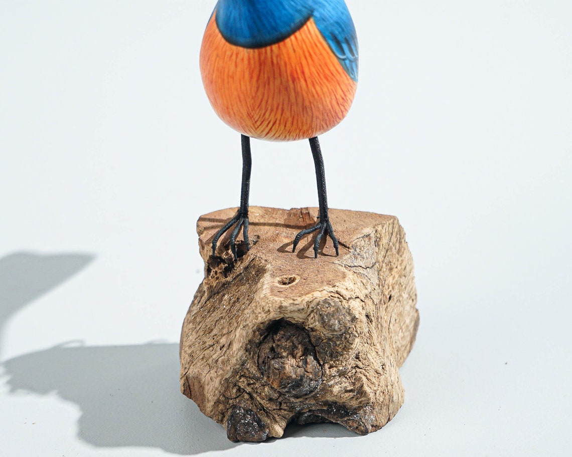 Eastern Bluebird Statue Painted Wood Carving Wooden Bird - Etsy