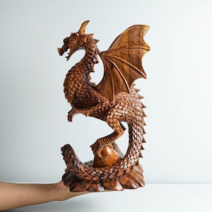 Dragon Statue, Dragon Figurine, Mythology Animal, Wood Carving Dragon ...