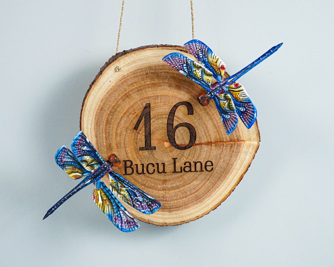 Custom Hanging Sign, Create Your Own Sign, Blue Dragonfly, Garden Sign ...
