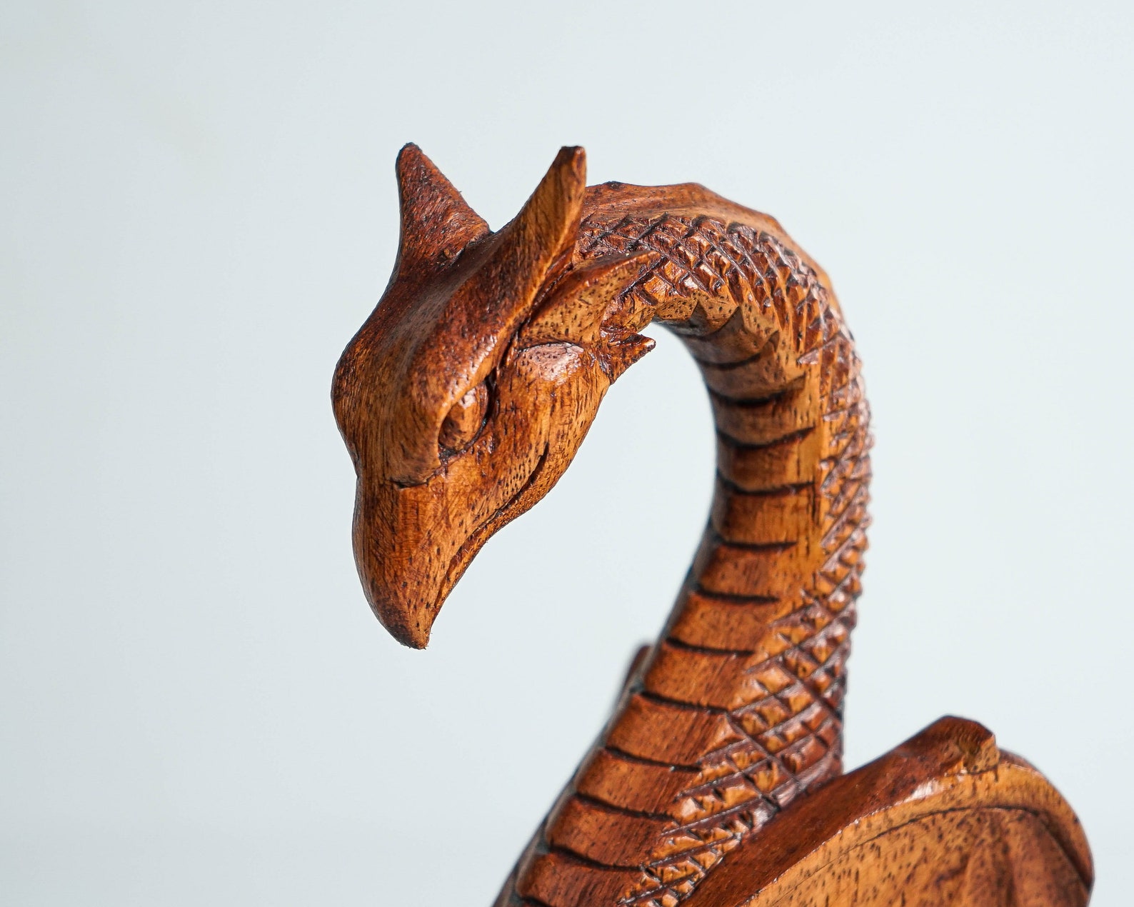 Calm Dragon Statue, Wooden Dragon, Fantasy Animal, Artwork, Wood Carved ...