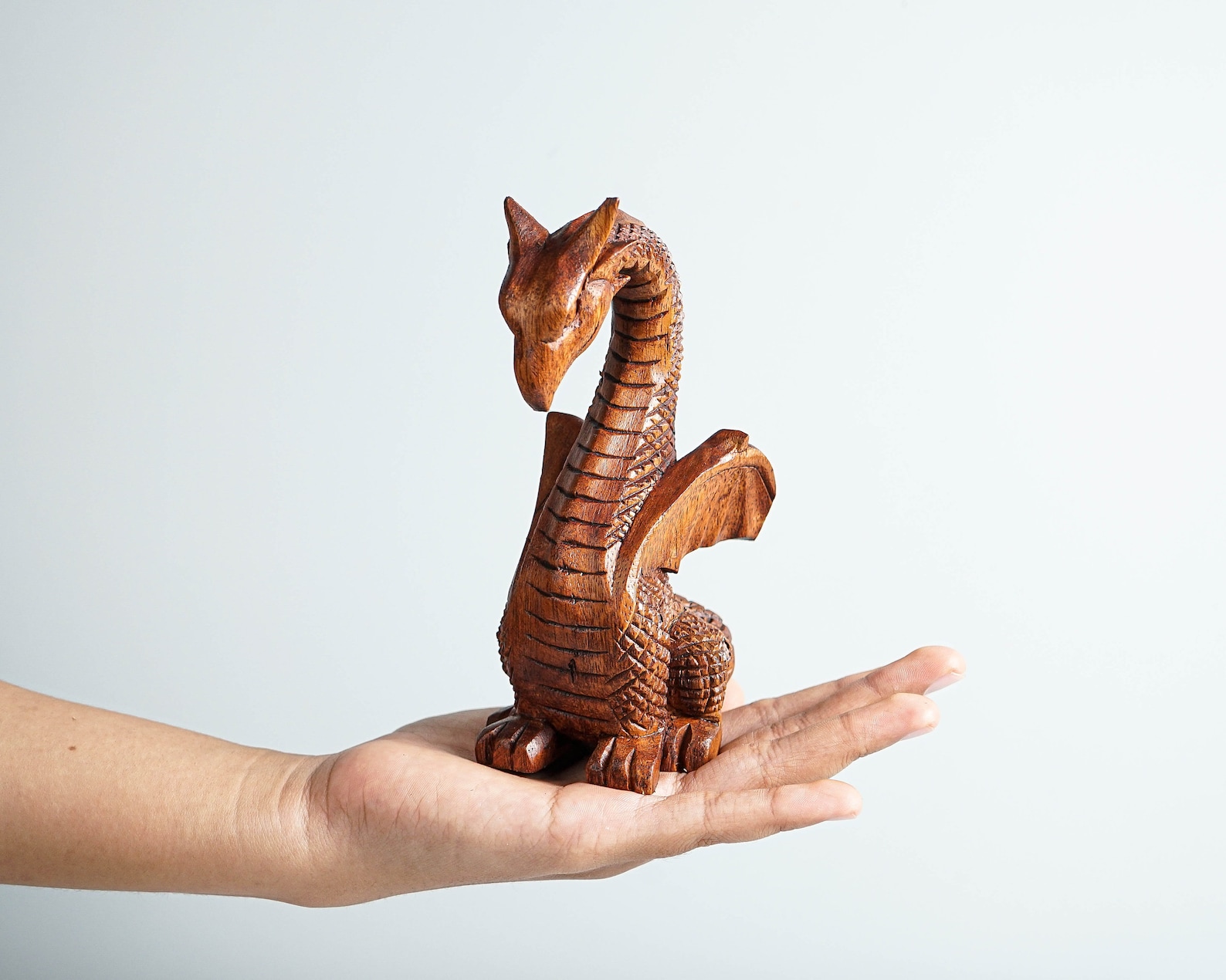 Calm Dragon Statue, Wooden Dragon, Fantasy Animal, Artwork, Wood Carved ...