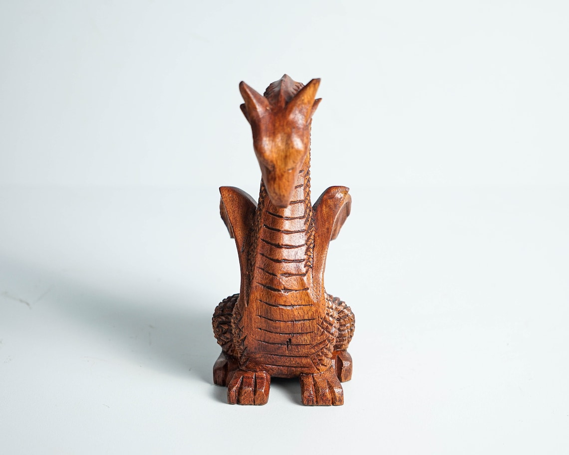 Calm Dragon Statue Wooden Dragon Fantasy Animal Dragon - Etsy