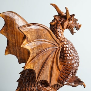 Dragon Statue, Dragon Figurine, Mythology Animal, Wood Carving Dragon ...