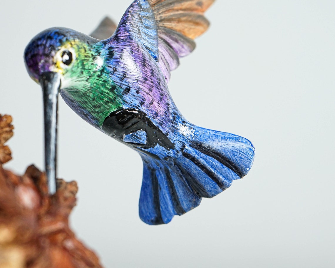 Blue Hummingbirds Statue Colorful Duo Couple Painted - Etsy