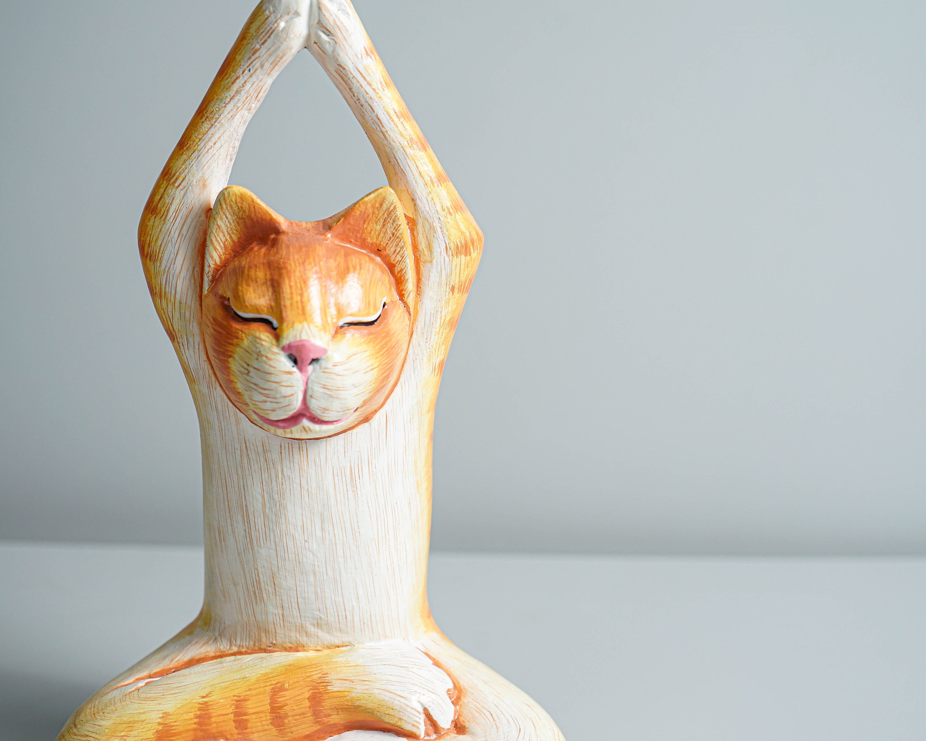 Painted Cat Statue Cat Yoga Pose Figurine Handcrafted - Etsy