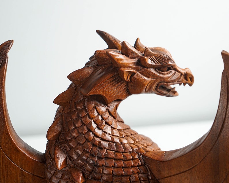 Wooden Dragon Statue Unique Sculpture Chinese Dragon - Etsy