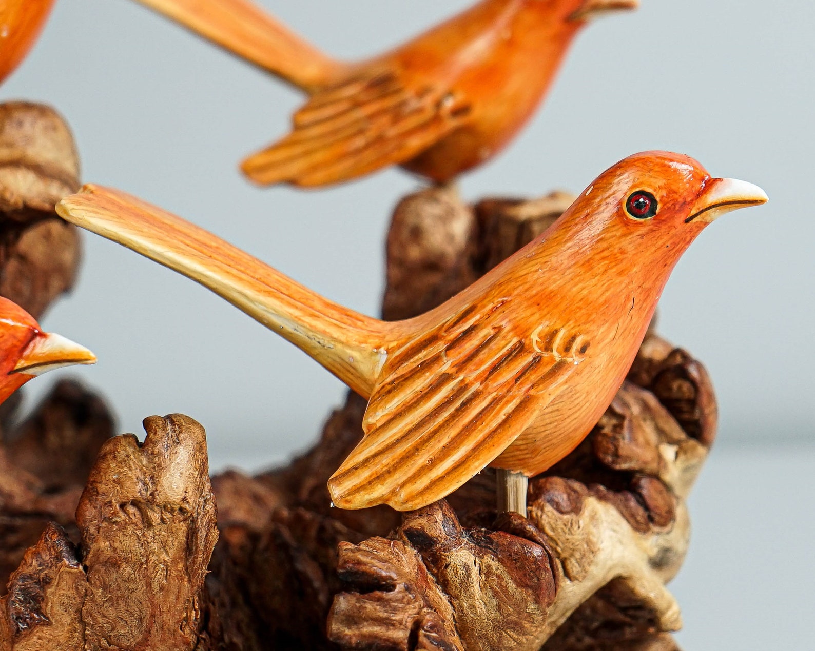 Red Canary Family Statue Painted Canary Bird Nest Sculpture | Etsy