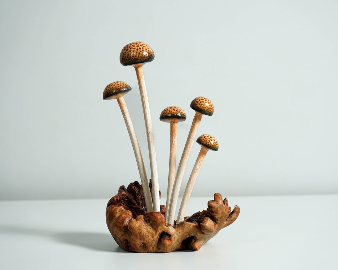 Enoki Mushroom Sculpture, Brown Mushroom, Forest, Sculpture, Unique ...