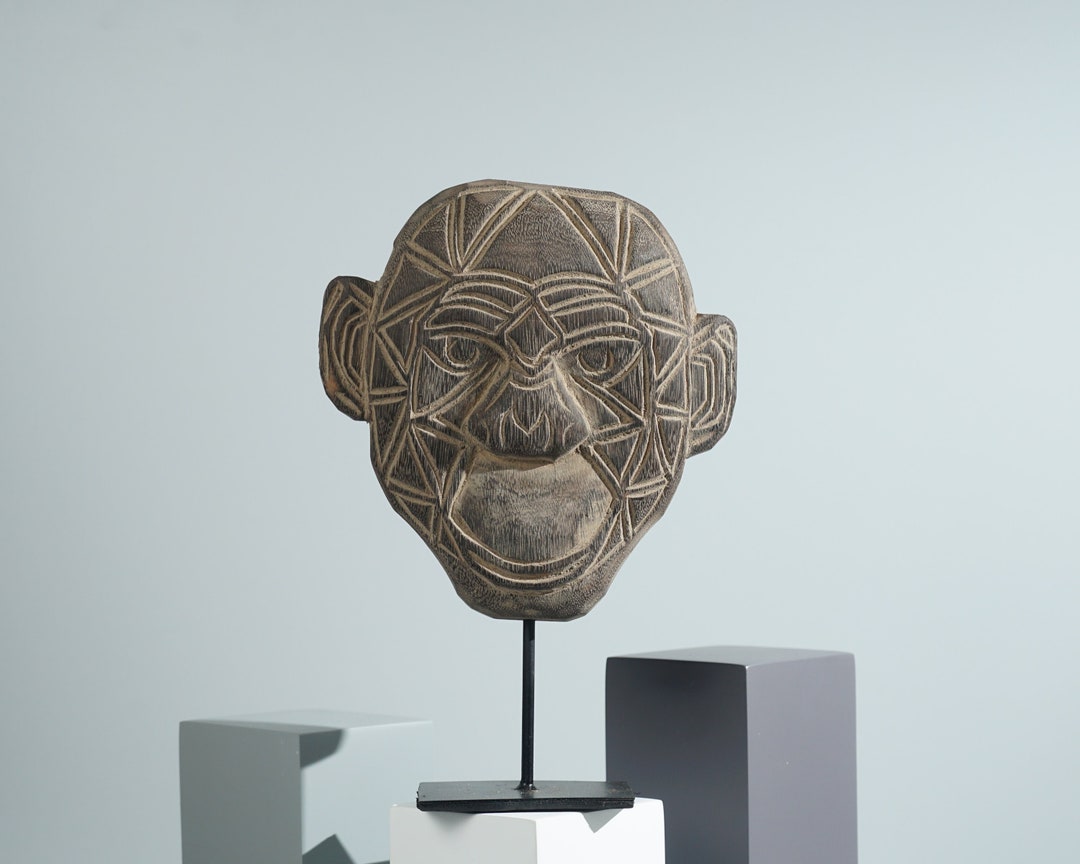 Timor Monkey Tribal Mask, Wall Art, Handcrafted, Unique Statue, Wooden ...