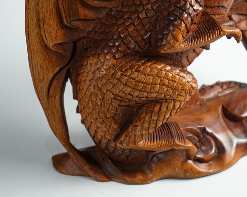 Wooden Dragon Statue Unique Sculpture Chinese Dragon - Etsy