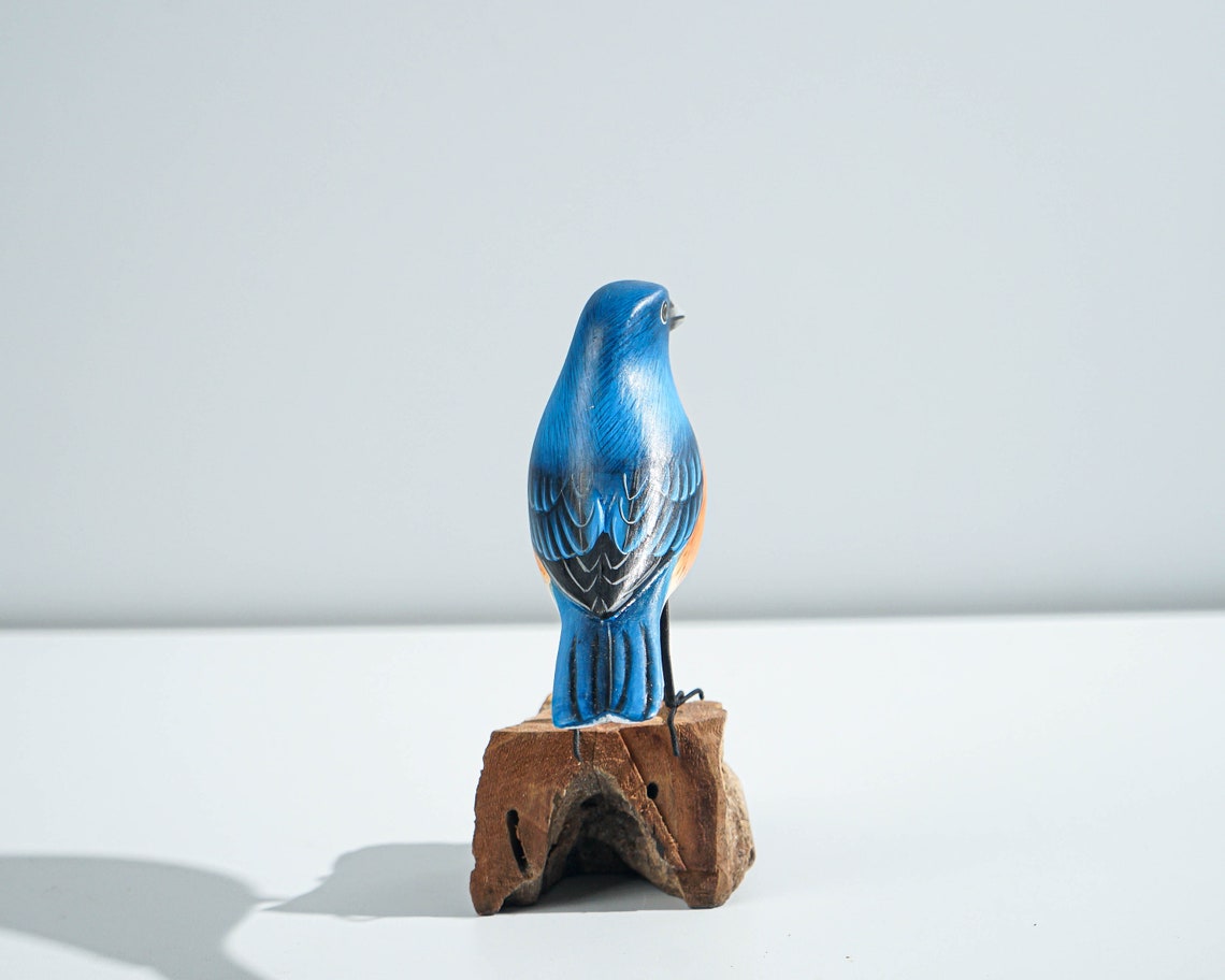 Eastern Bluebird Statue Painted Wood Carving Wooden Bird - Etsy
