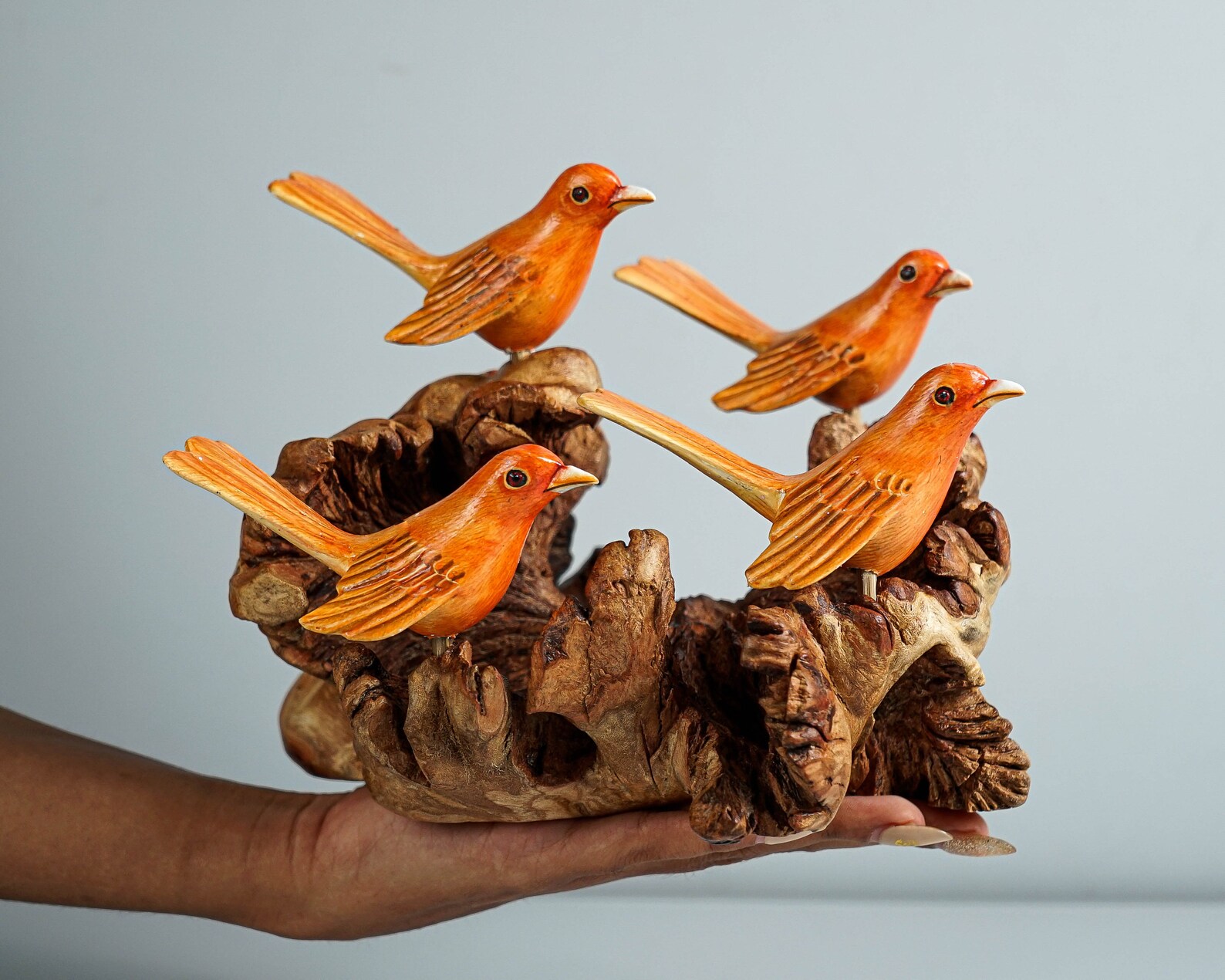 Red Canary Family Statue Painted Canary Bird Nest Sculpture - Etsy