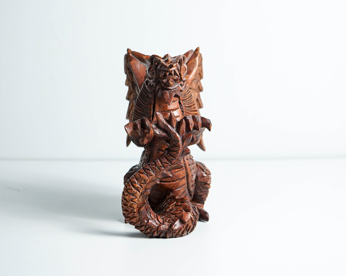 Fire Dragon Statue Dragon Figurine Mystical Animal Wood - Etsy