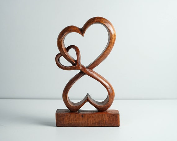 Heart Shape Abstract Statue Love Statue Wooden Modern Art | Etsy
