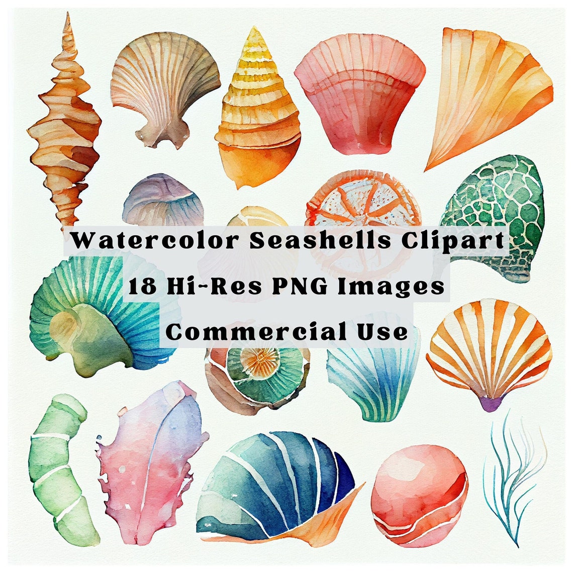 Watercolor Sea Shells Clipart Instant Download - Commercial Use ...