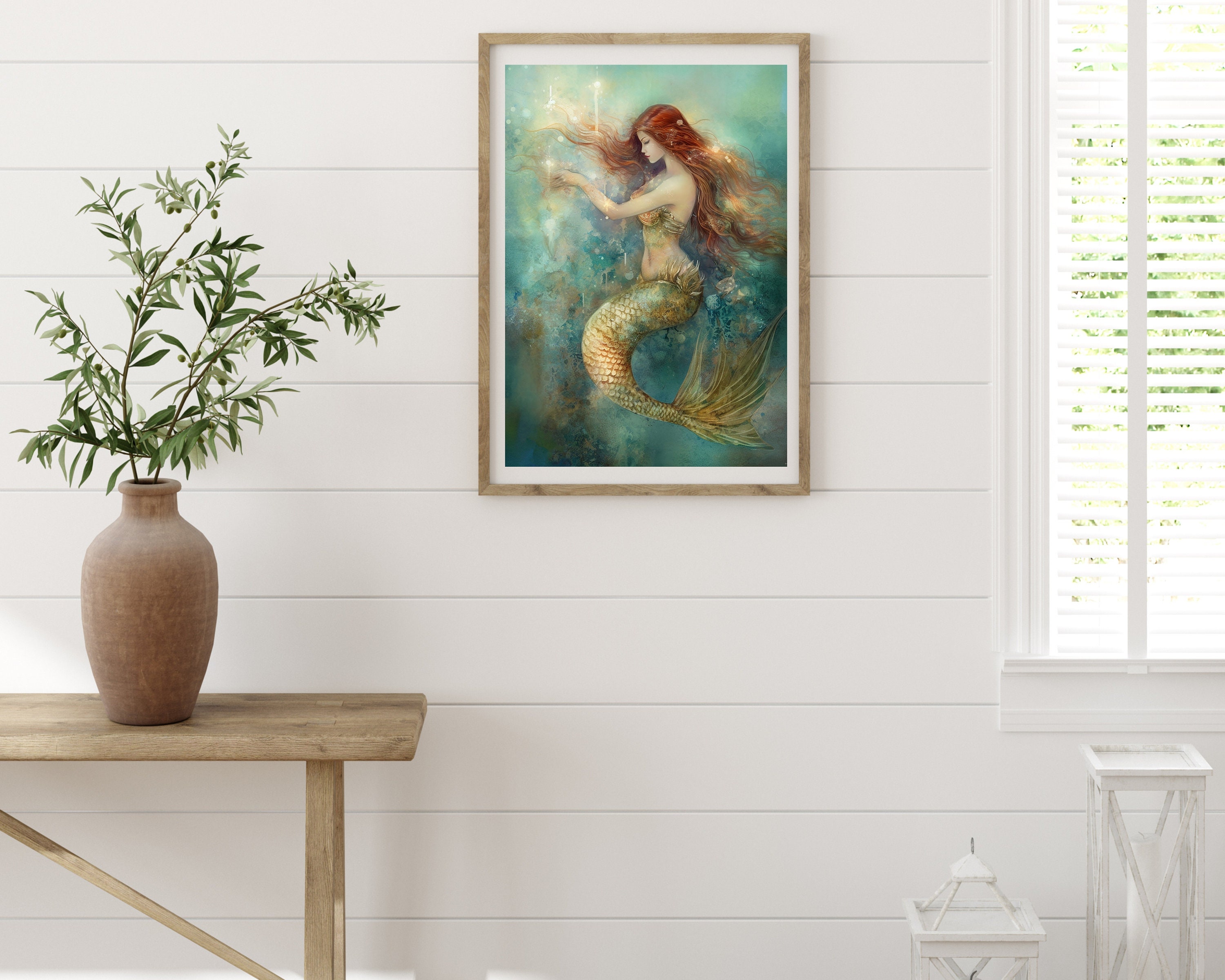 Mermaid Printable Wall Art, PRINTABLE Mermaid Poster, Impressionist Art ...