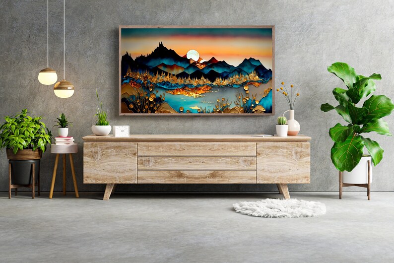 Samsung Frame TV Art Abstract Art Mountains Landscape Samsung TV Art ...