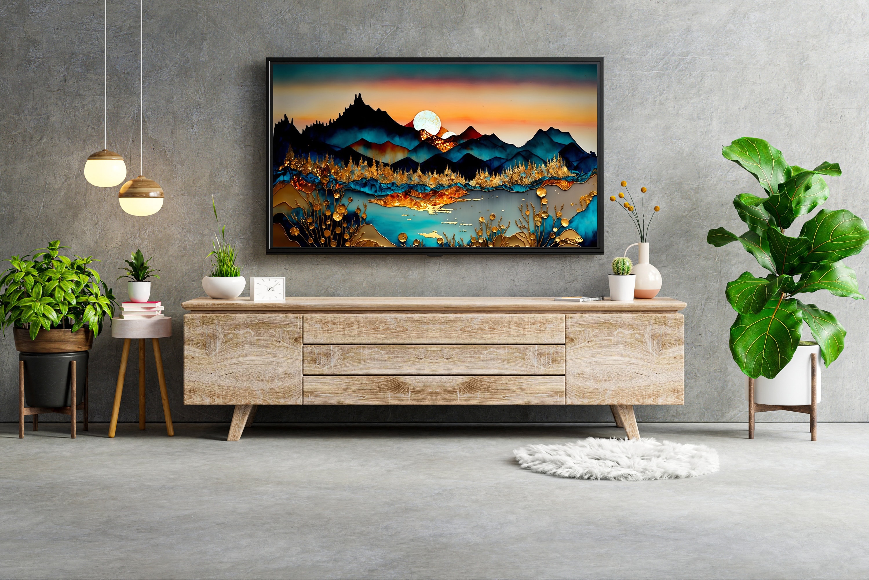 Samsung Frame TV Art Abstract Art Mountains Landscape Samsung TV Art ...