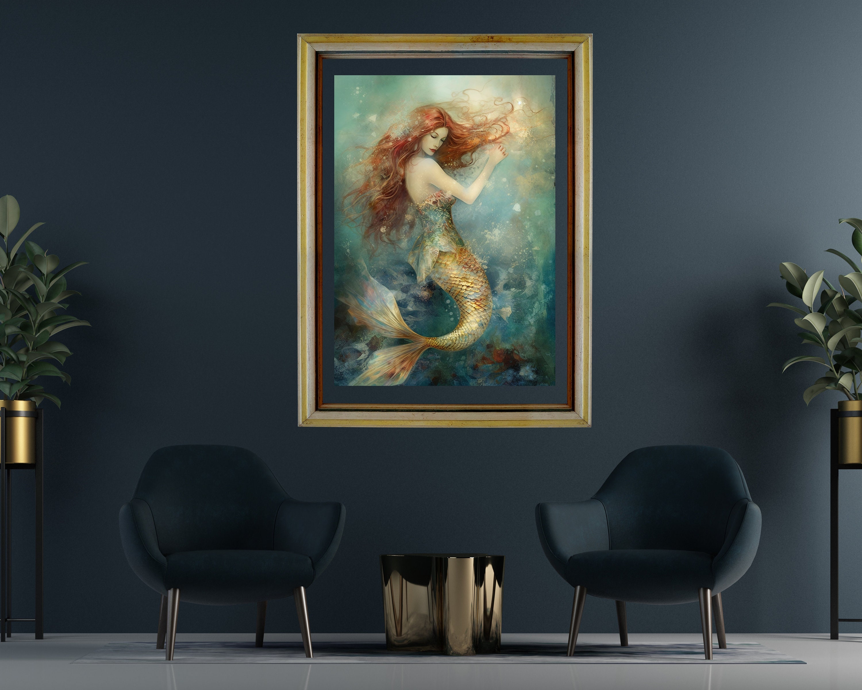 DIGITAL DOWNLOAD Mermaid Art Print, Mermaid Poster, Impressionist Art ...