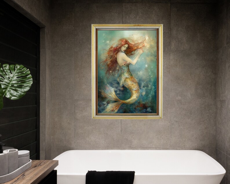 DIGITAL DOWNLOAD Mermaid Art Print, Mermaid Poster, Impressionist Art ...