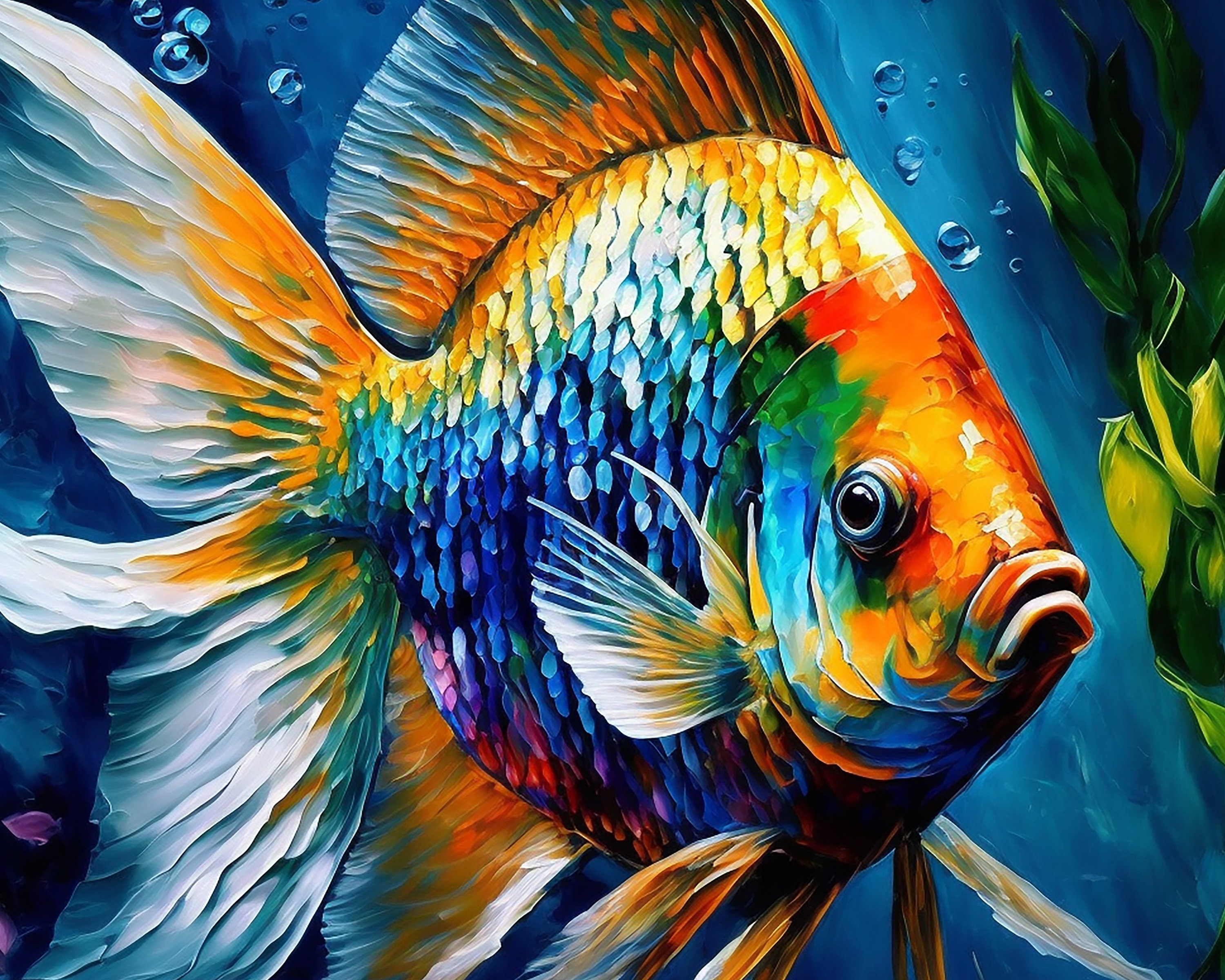 Set of 2 Colorful Fish Art Digital Download, Coastal Home Decor ...