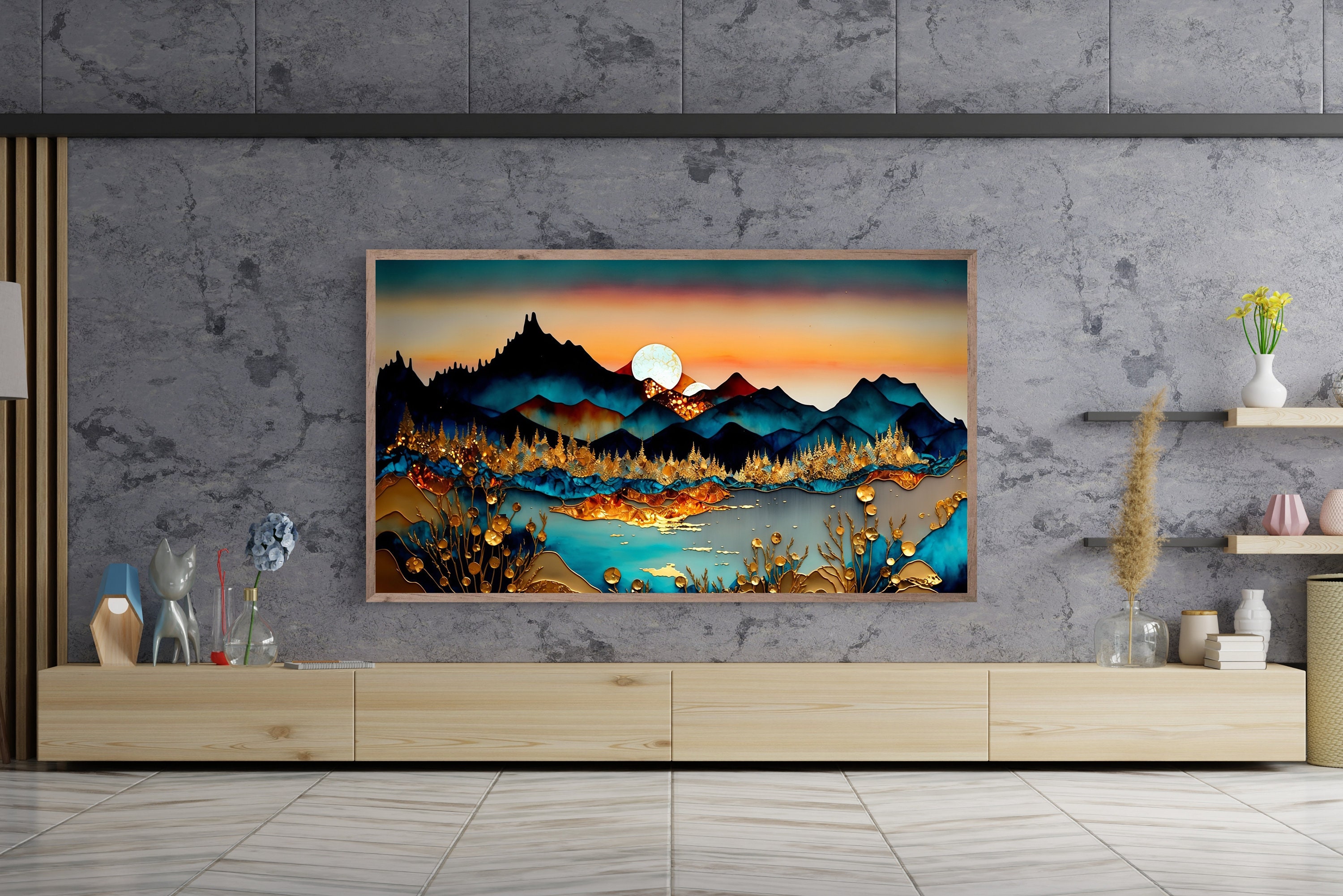 Samsung Frame TV Art | Abstract Art | Mountains | Landscape | Samsung ...