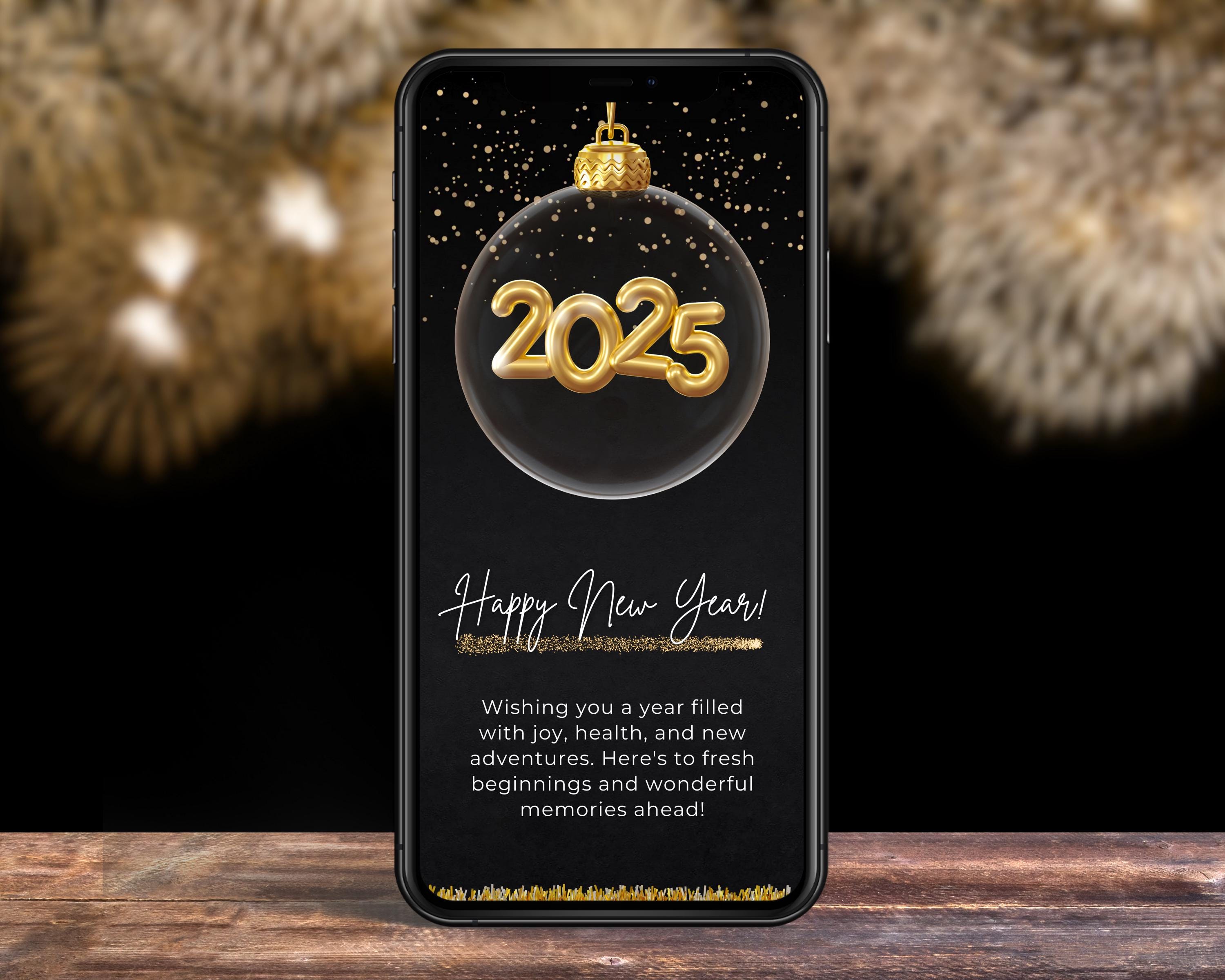 Editable New Year Card 2025 Canva, Last-minute Digital Greetings ...