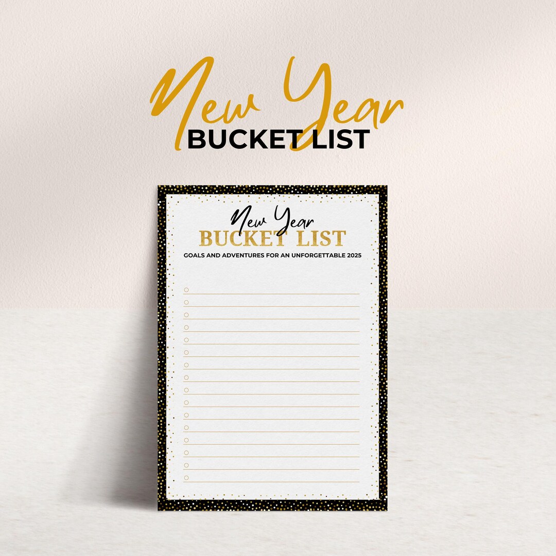 2025 New Year Bucket List Printable, New Year Goals PDF, DIY Fillable ...