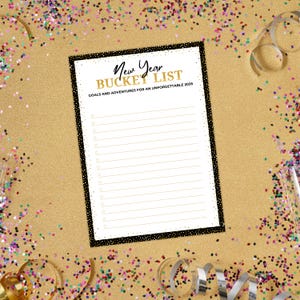 2025 New Year Bucket List Printable, New Year Goals PDF, DIY Fillable ...