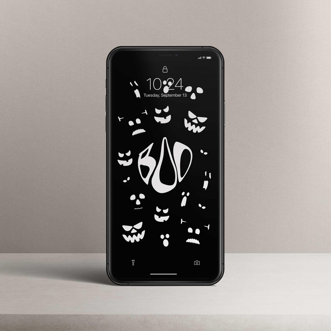 Phone Wallpaper Boo Ghost Face Pumpkin Smartphone Background Halloween ...