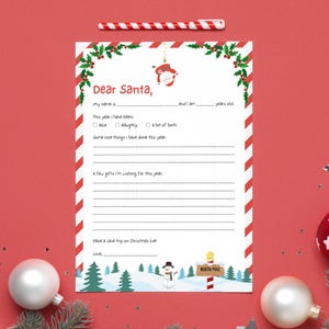 Letter to Santa - Printable PDF - Christmas Wish List for Kids - DIY ...