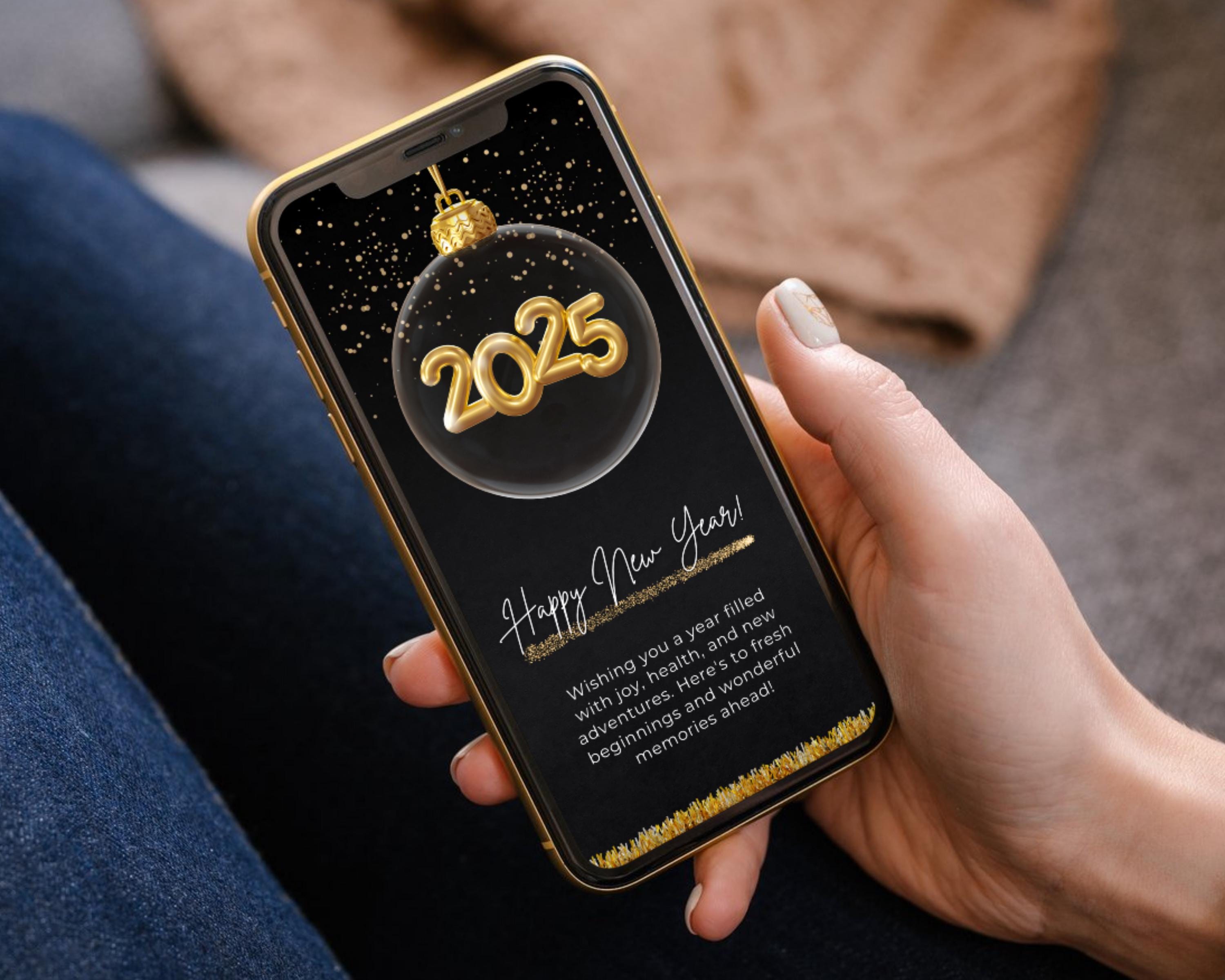 Editable New Year Card 2025 Canva, Last-minute Digital Greetings ...