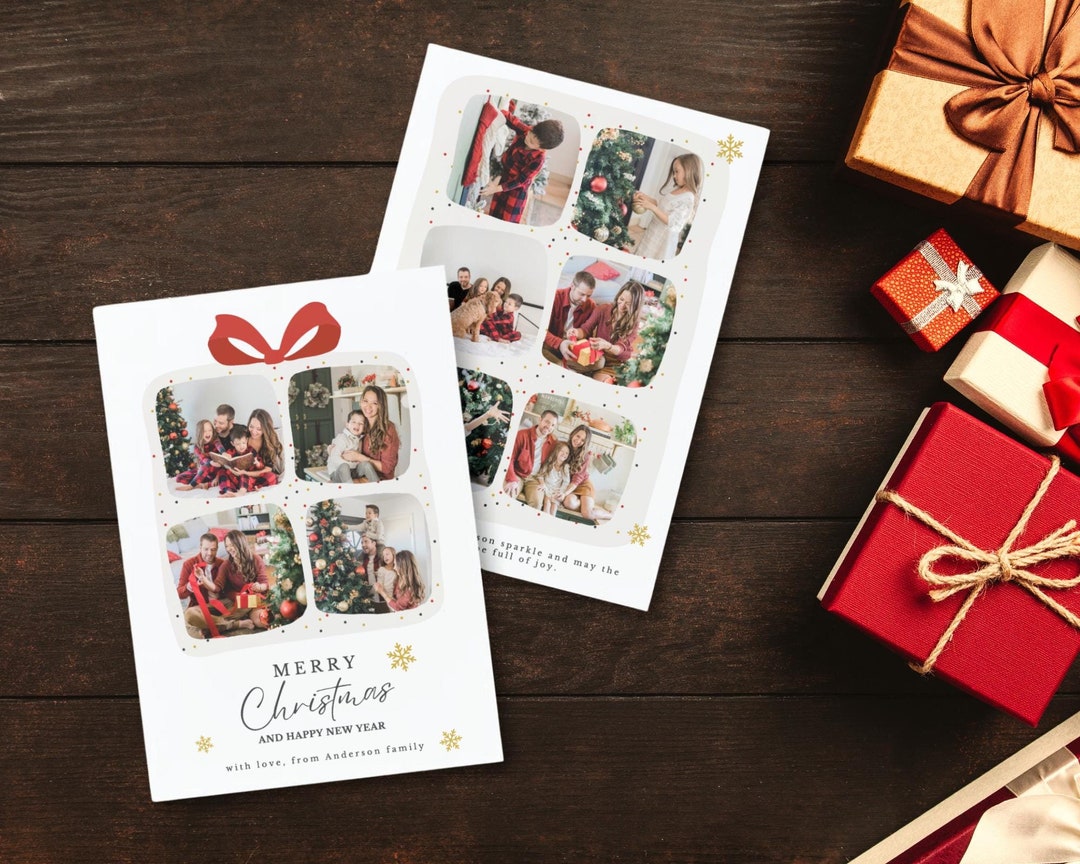 Christmas Card Canva Template, Customizable Festive Greeting Card ...