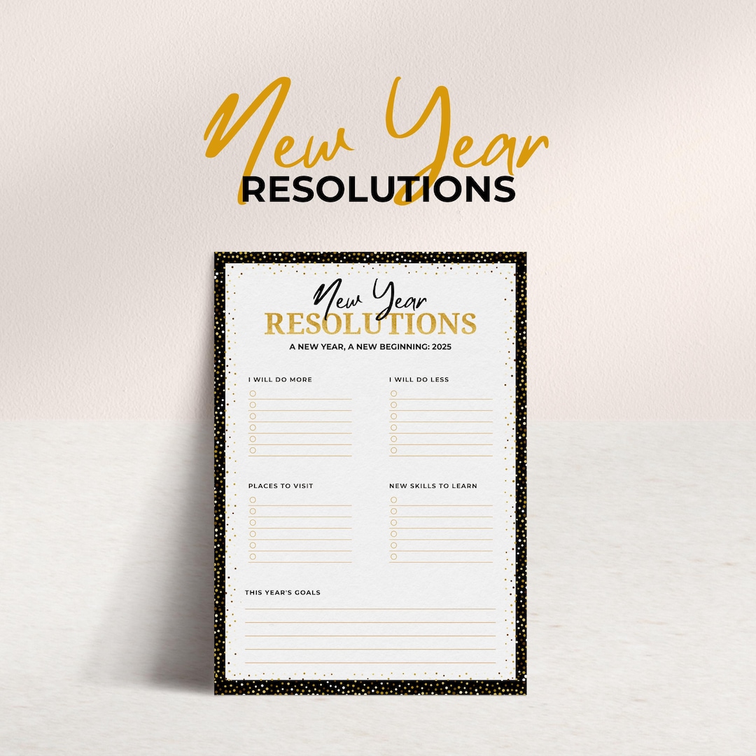 2025 New Year Resolutions PDF Printable Goals Planner, Set Your ...