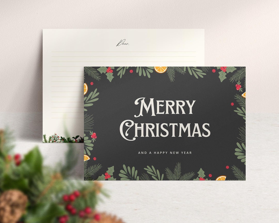 Customizable Christmas Card Canva Template, Festive Greeting Card ...