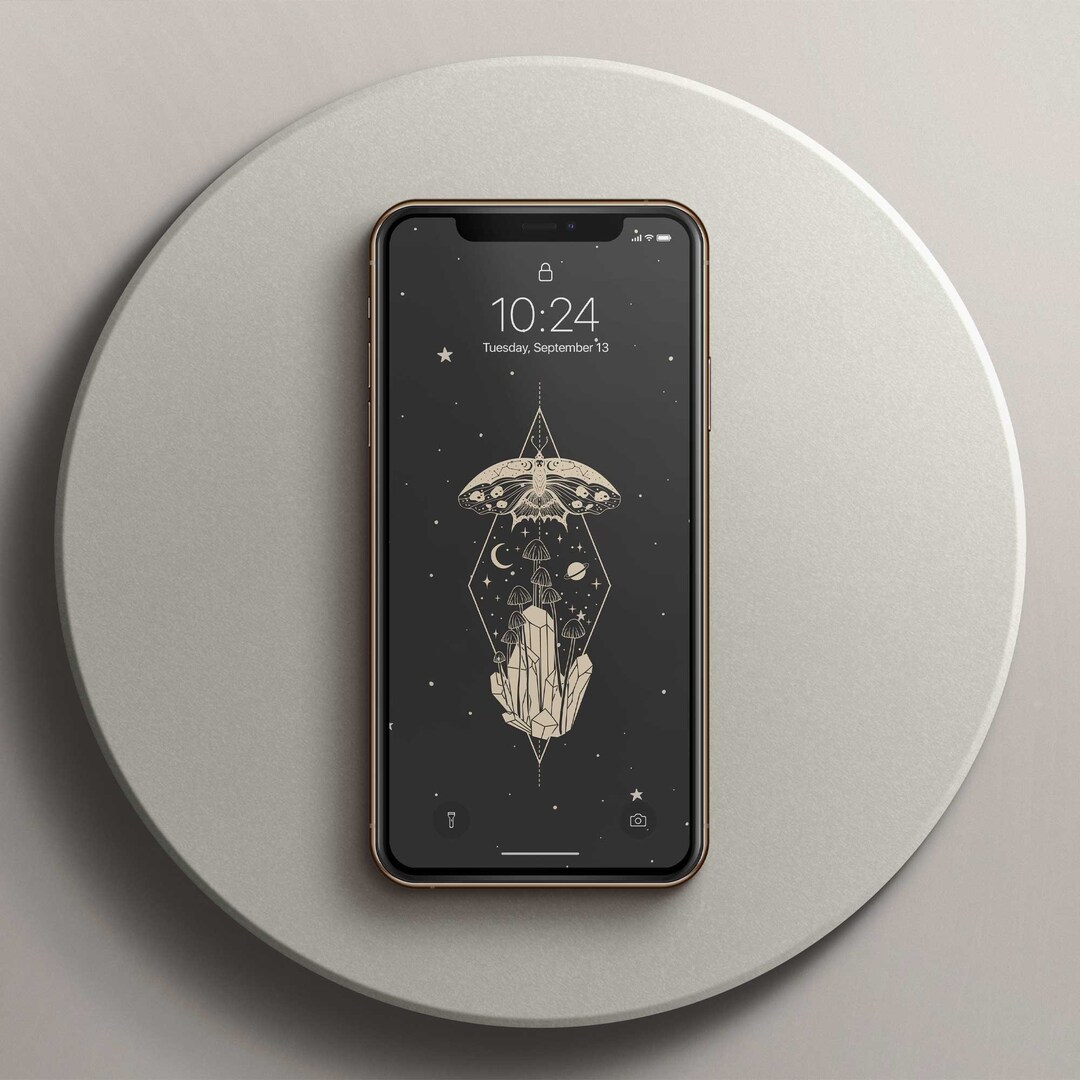 Butterfly Crystal Moon Mushroom Phone Wallpaper | Moon | Stars | Phone ...