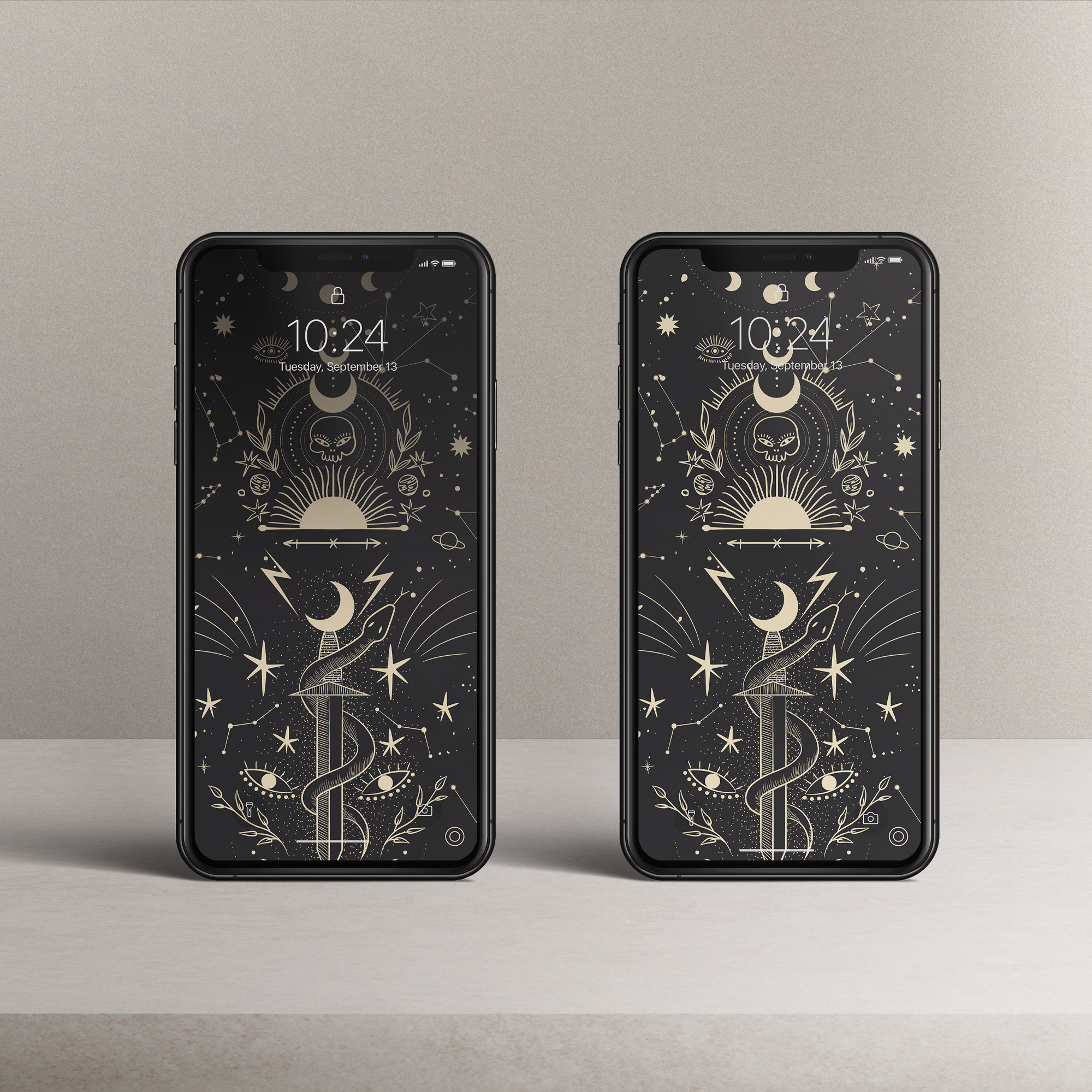 Universe Snake | Moon | Stars | Phone Wallpaper | Skull - Etsy